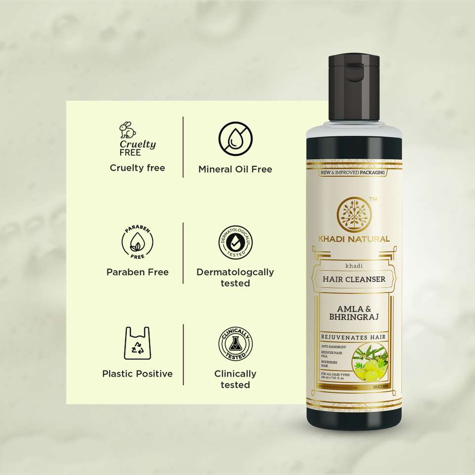 KHADI NATURAL Amla & Bhringraj Hair Cleanser Shampoo for Strong Hair ...