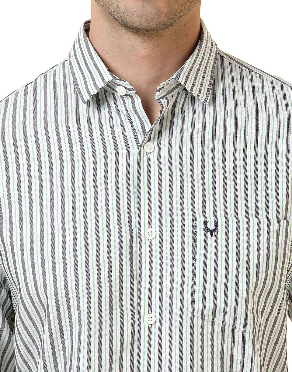 Allen Solly Men Striped Casual White Shirt - Buy Allen Solly Men ...