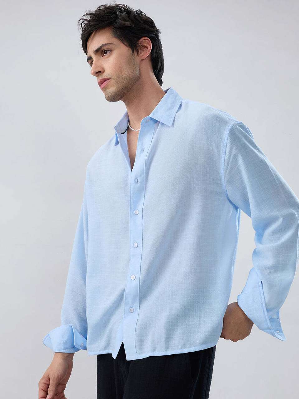 VASTRADO Men Self Design Casual Blue Shirt - Buy VASTRADO Men Self ...