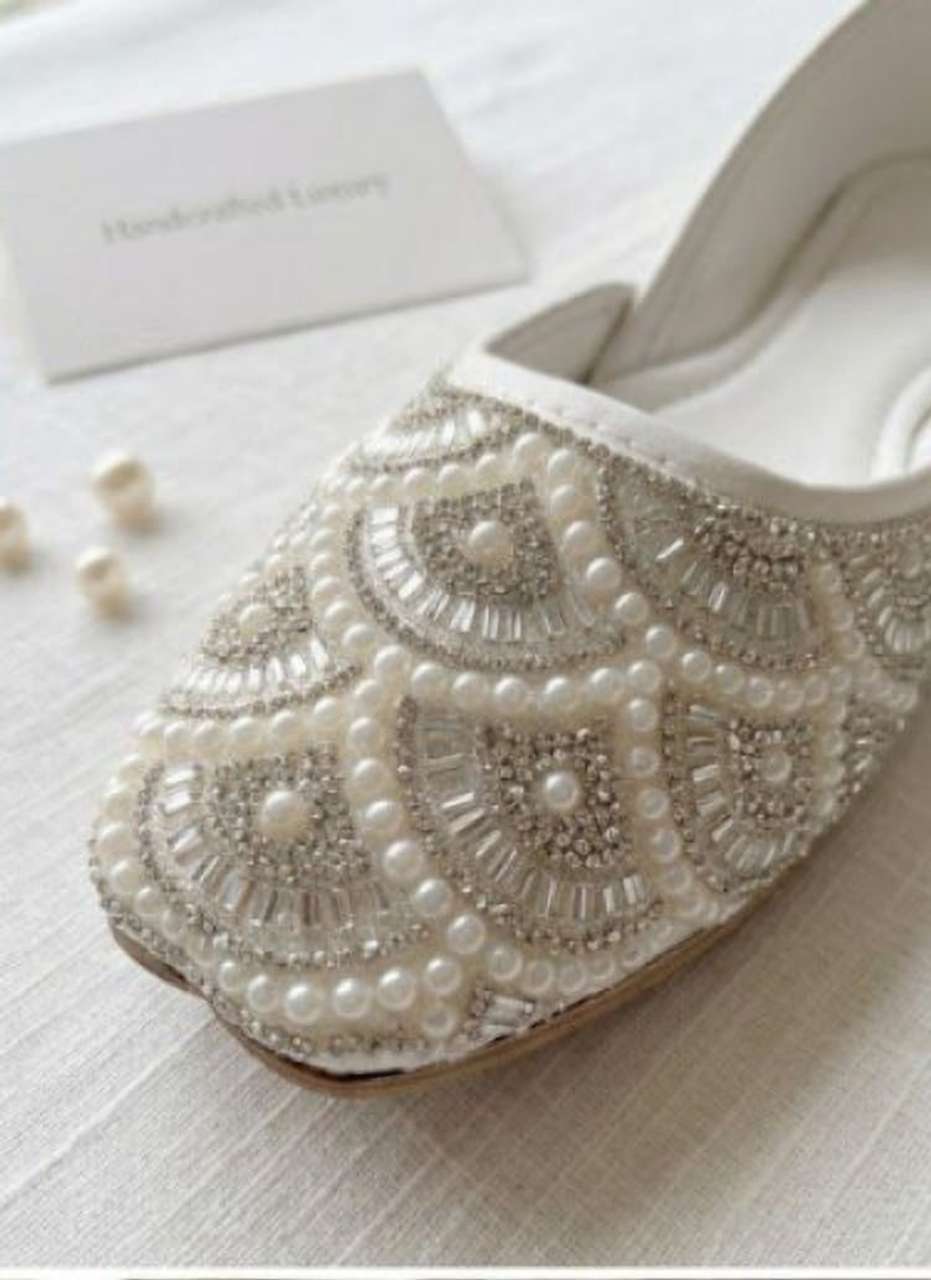 SS Traders Elegant Handmade Pearl Embroidered Bridal Jutti for Women ...