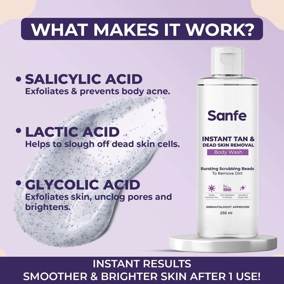 Sanfe Instant Tan & Dead Skin Removal Exfoliating Body Wash | For men ...