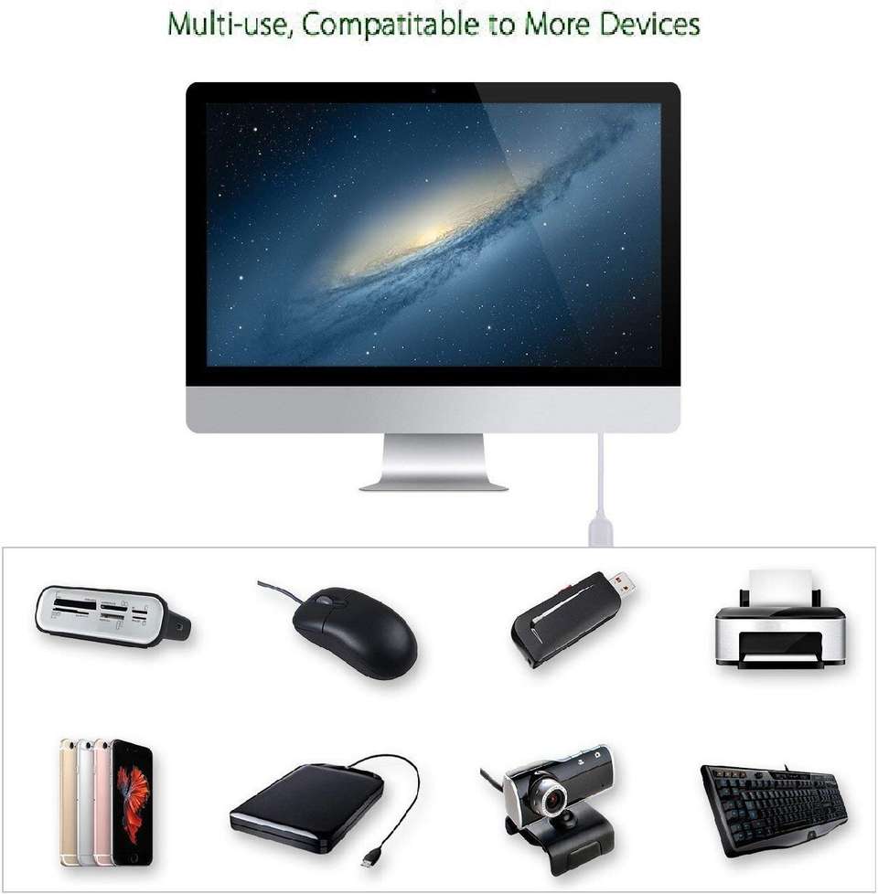 TERABYTE Reversible USB 2.0 2 A 2 m USB Extension Cable Male to Female ...