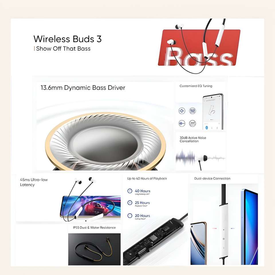 house of common Wireless Z3 with MAGNETIC POWER OFF/ON ANC , upto 58 ...