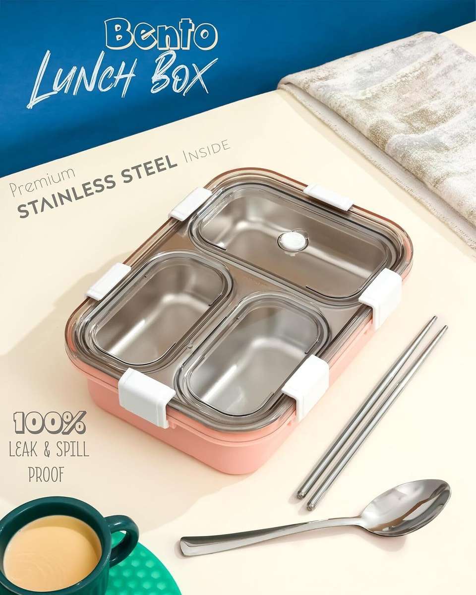 Flipkart.com | Teltron Compact Steel Lunch Box 750ml BPA Free 3 section ...