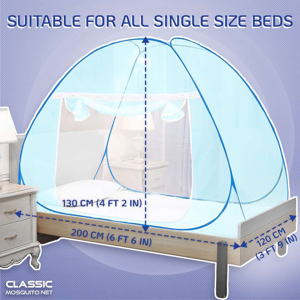 Classic Mosquito Net for Single Bed Foldable Machardani Strong 30GSM ...