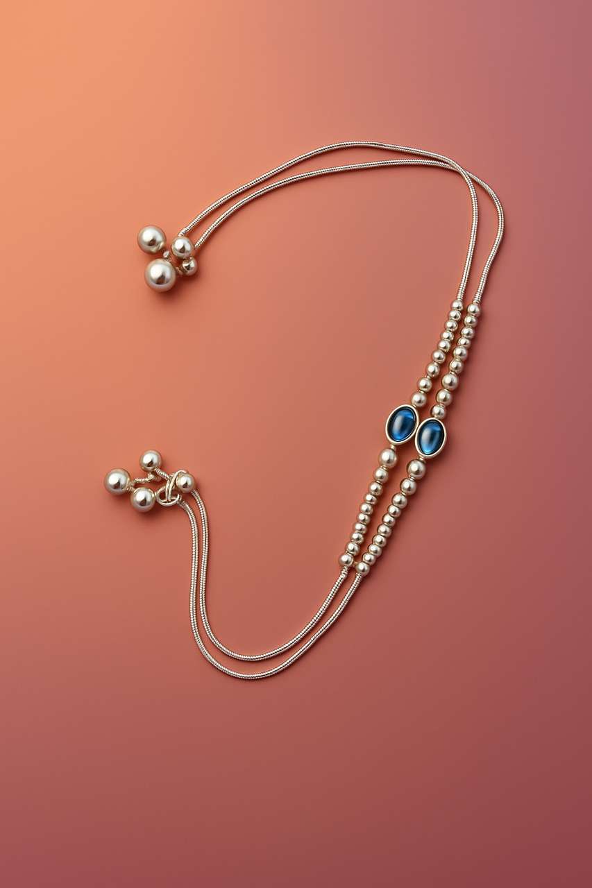 Kuldeep Payal “Women’s Adjustable Silver Anklet with Blue Evil Eye ...