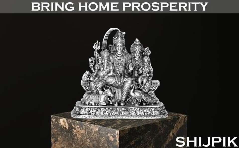 SHIJPIK 92.5 Pure Silver Shiv Parivar Idols (4x4 cm) Idols of Gods Shiv ...