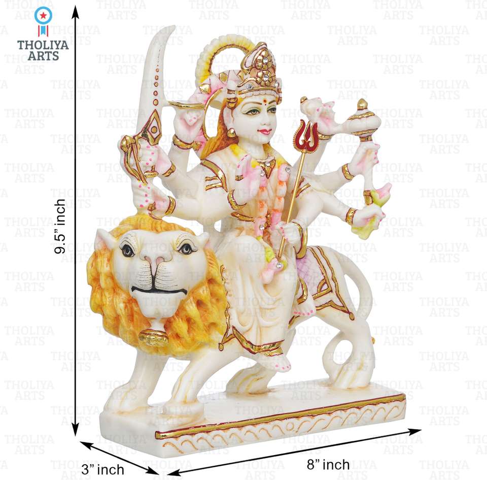 THOLIYA ARTS Big Size Maa Durga Murti Sherawali Mata Sitting Idol Ambe ...