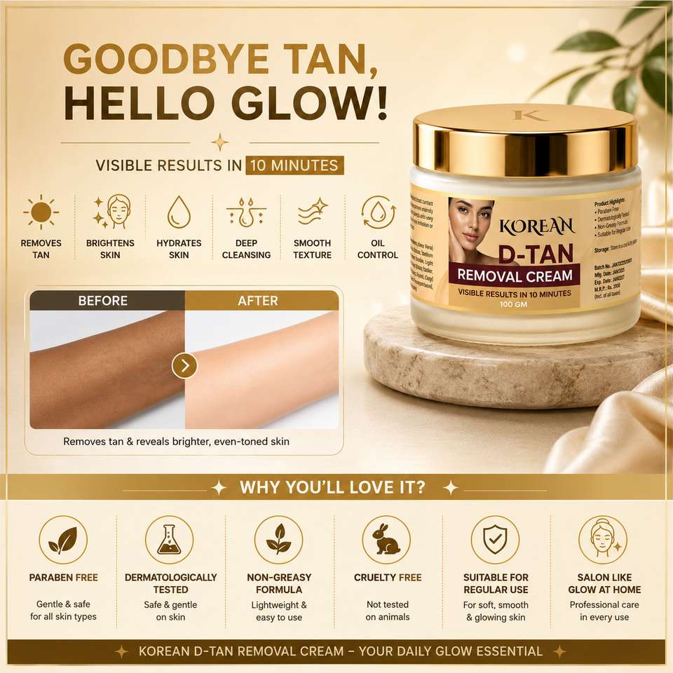 VITRACOS Korean D-Tan Removal Cream for Instant Skin Brightening and ...