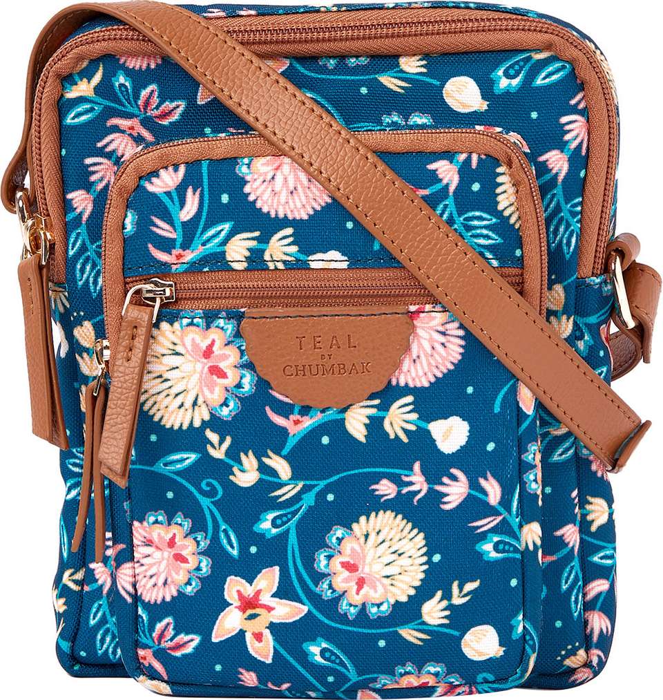 Teal By Chumbak Blue Sling Bag Women's Crossbody Sling Bag Printed ...