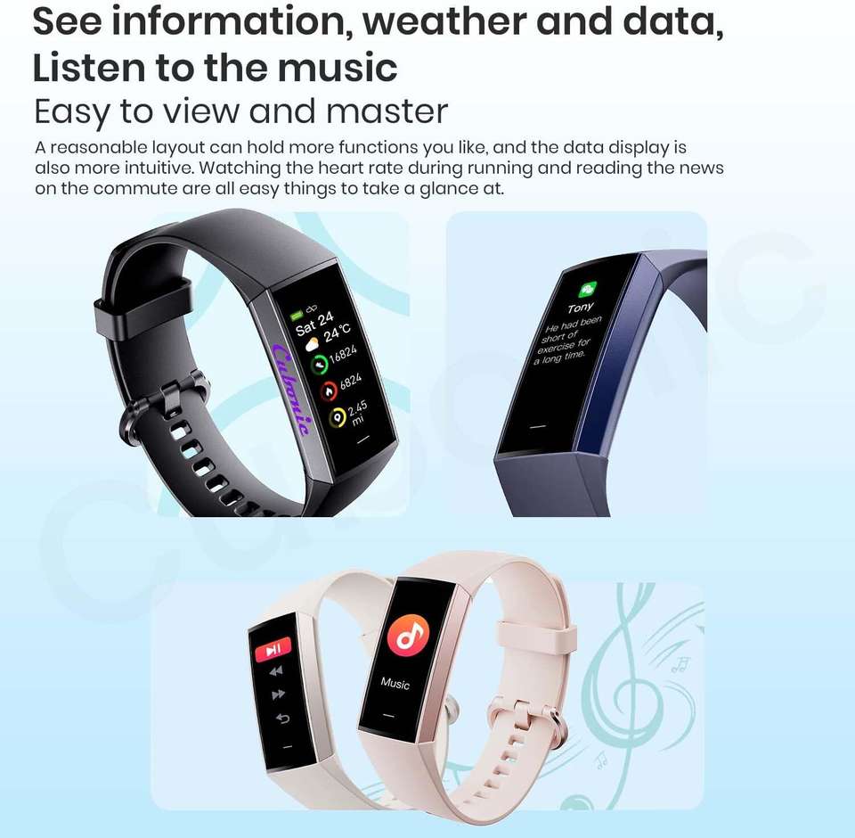 Cubonic C80 Activity Tracker, Health Tracker with Heart Rate Monitor ...