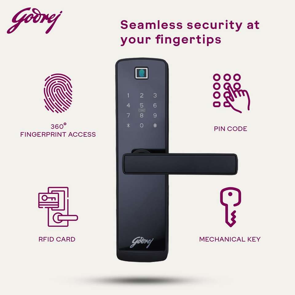 Godrej Locks Catus Connect I Smart Digital Lock for Wooden Door | 5 in ...