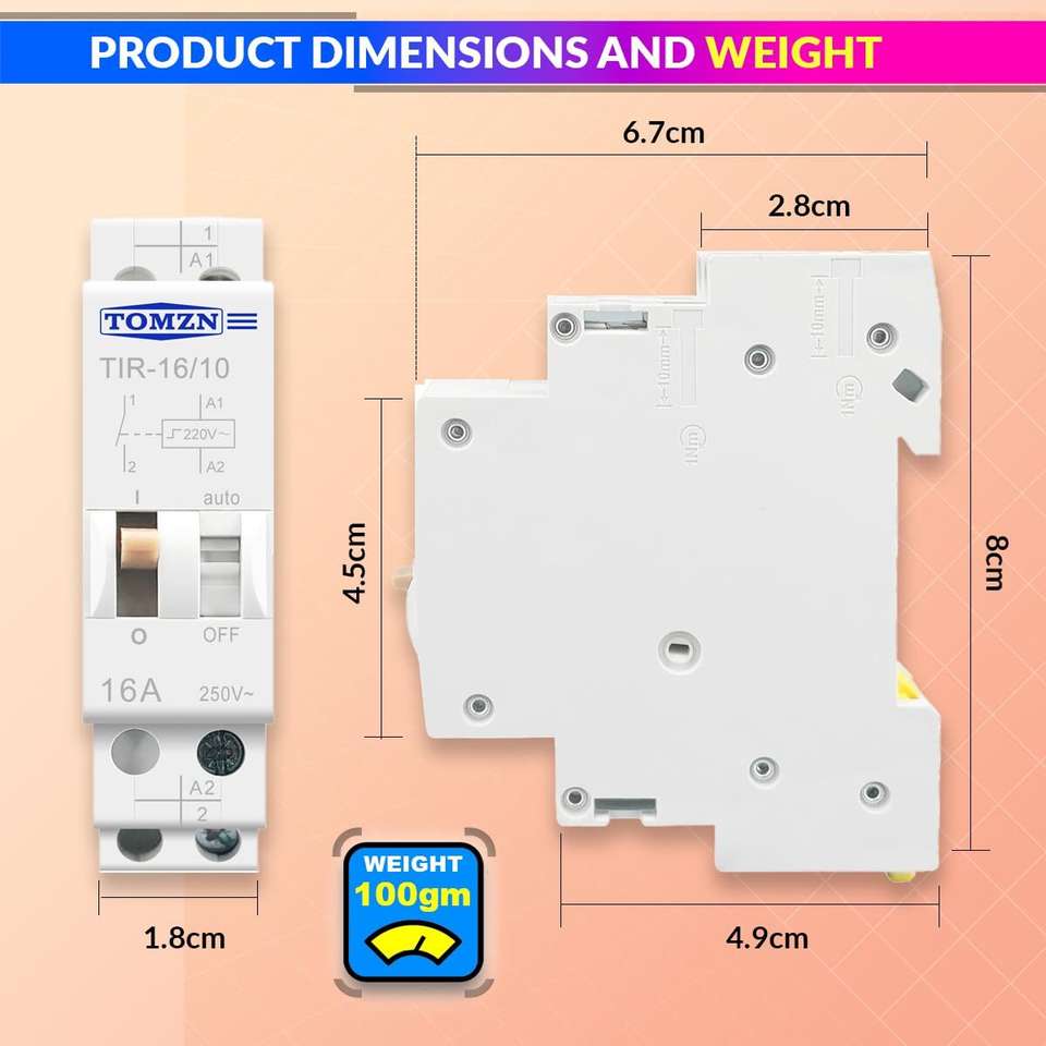 amiciSmart 16A Impulse Relay, 2 Pole 230VAC Relay for Line Control ...