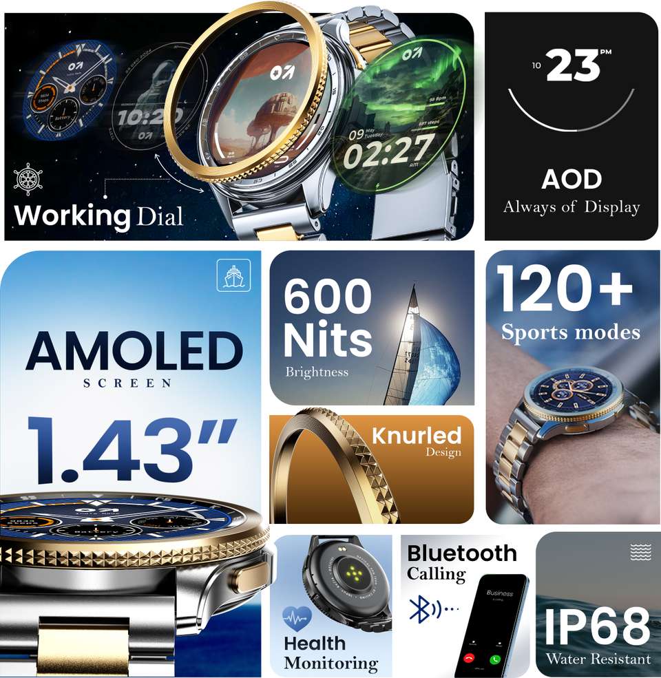 GOBOULT Pyro Rotating Bezel, 1.43'' AMOLED Display, 600 Nits, Health ...