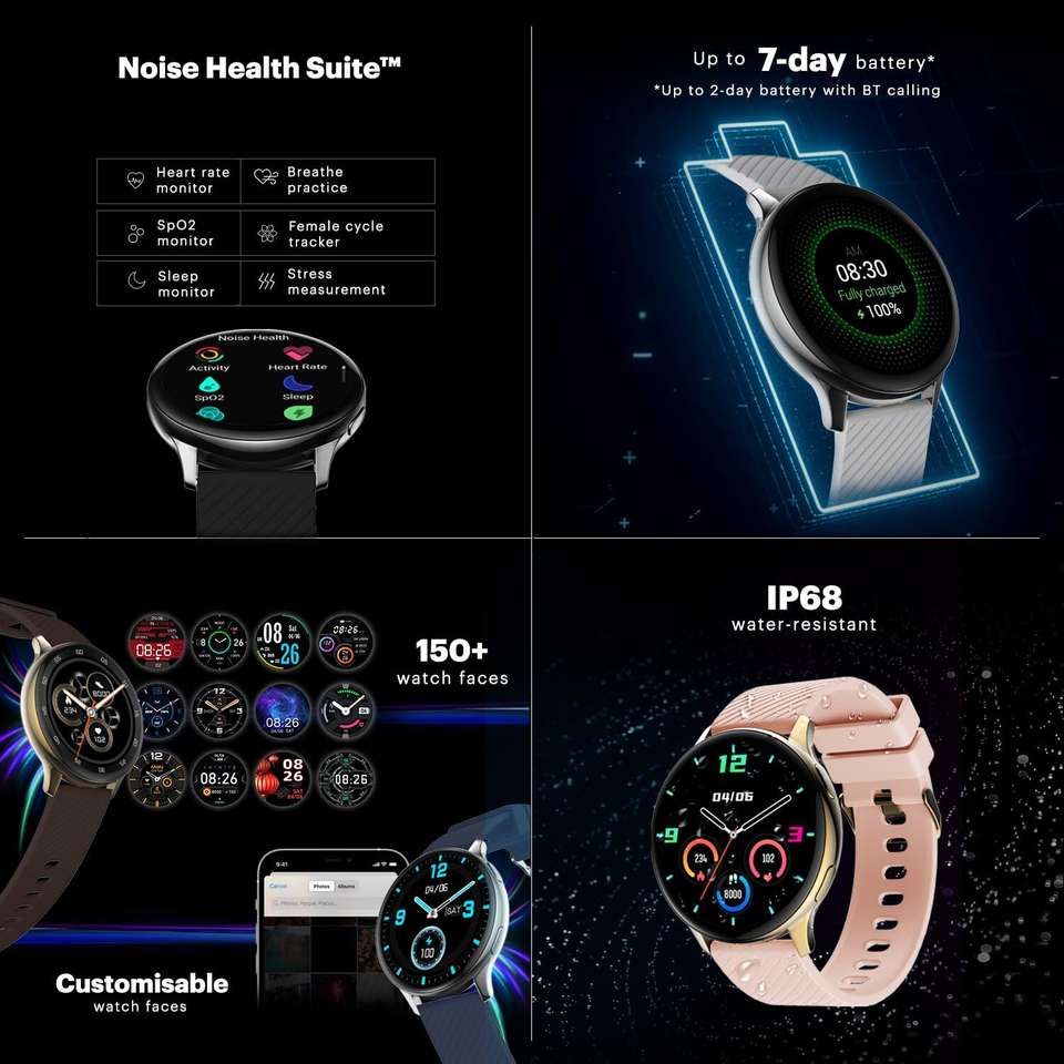 Noise Vortex Plus, 1.46'' AMOLED Display, BT Calling, Sleek Metal ...
