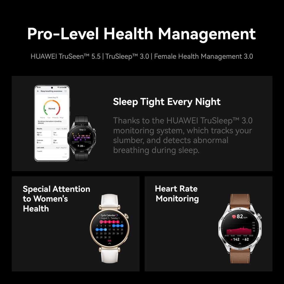 Huawei Watch GT4 46mm 14 Days Battery Life, TruSeen Tech for 24/7 ...