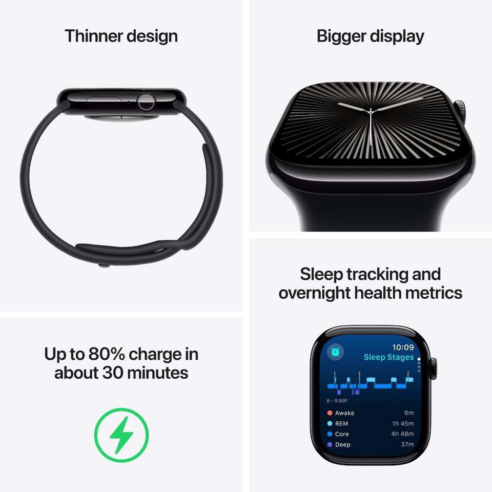 Apple Watch Series 10 GPS + Cellular 46mm Jet Black Aluminium with ...