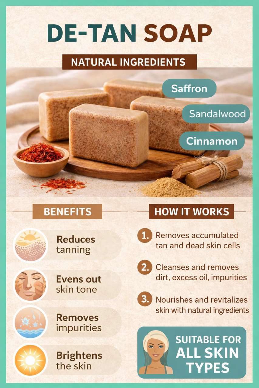 Jrvs Herbal Even Tone De-Tan Soap with Sandalwood for Face & Body ...