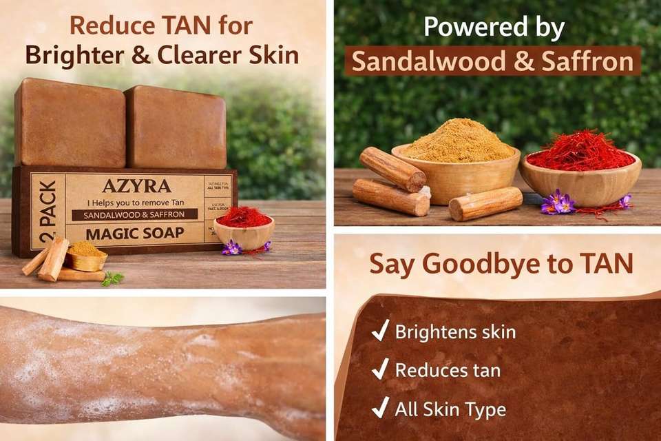 Himszara Sandalwood Saffron Soap for Bright Skin Glow DeTan and Fresh ...