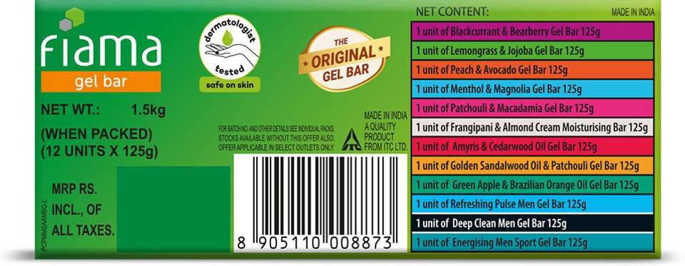 FIAMA Gel Bathing Bar Grand Celebration Pack with 12 Unique Gel Bars ...