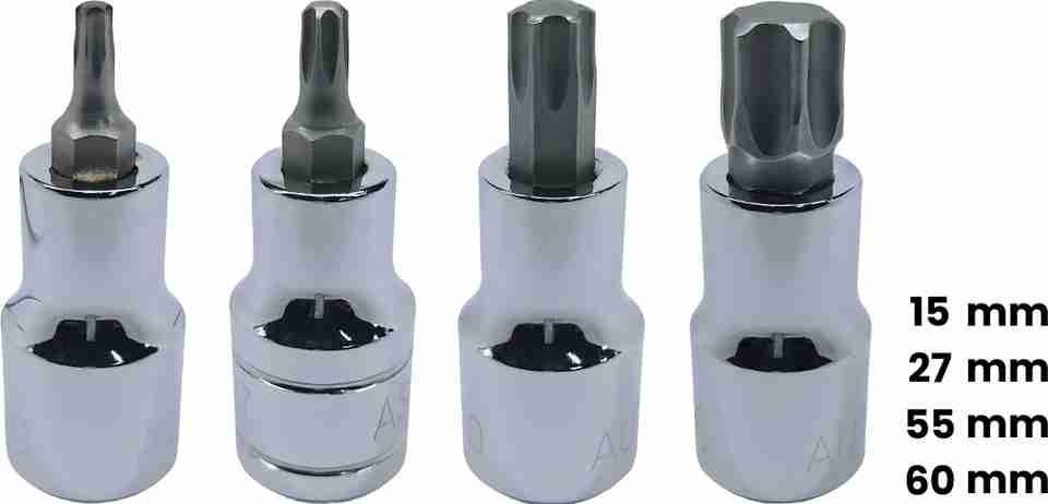 4MECH T-15+T-27+T-55+T-60, Hardened Chrome Vanadium Steel, Torx Bit ...