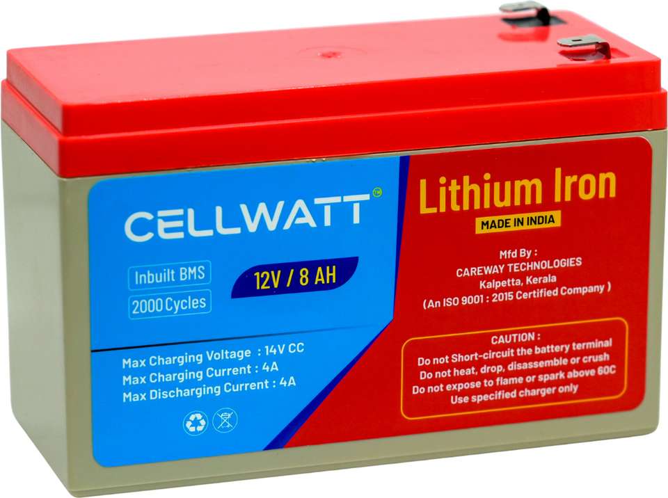 Cell Watt 12V 8Ah Lithium Iron Battery – High Safety, Long Life, Fast ...