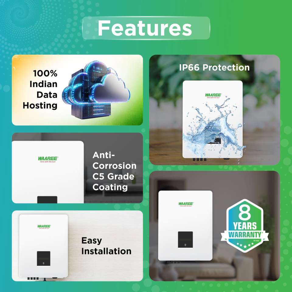 WAAREE 3kW Single Phase Solar On Grid Inverter MPPT Solar Charge ...