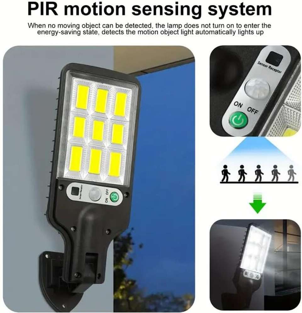 KAVIKJ Solar Street Light LED Motion Sensor Light with Remote, Outdoor ...