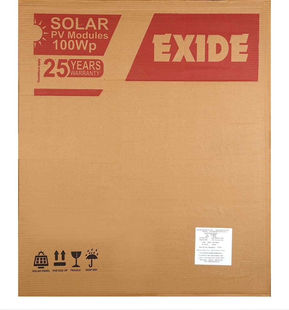 EXIDE 12V 100 WATTS MONO Solar Panel Price in India - Buy EXIDE 12V 100 ...