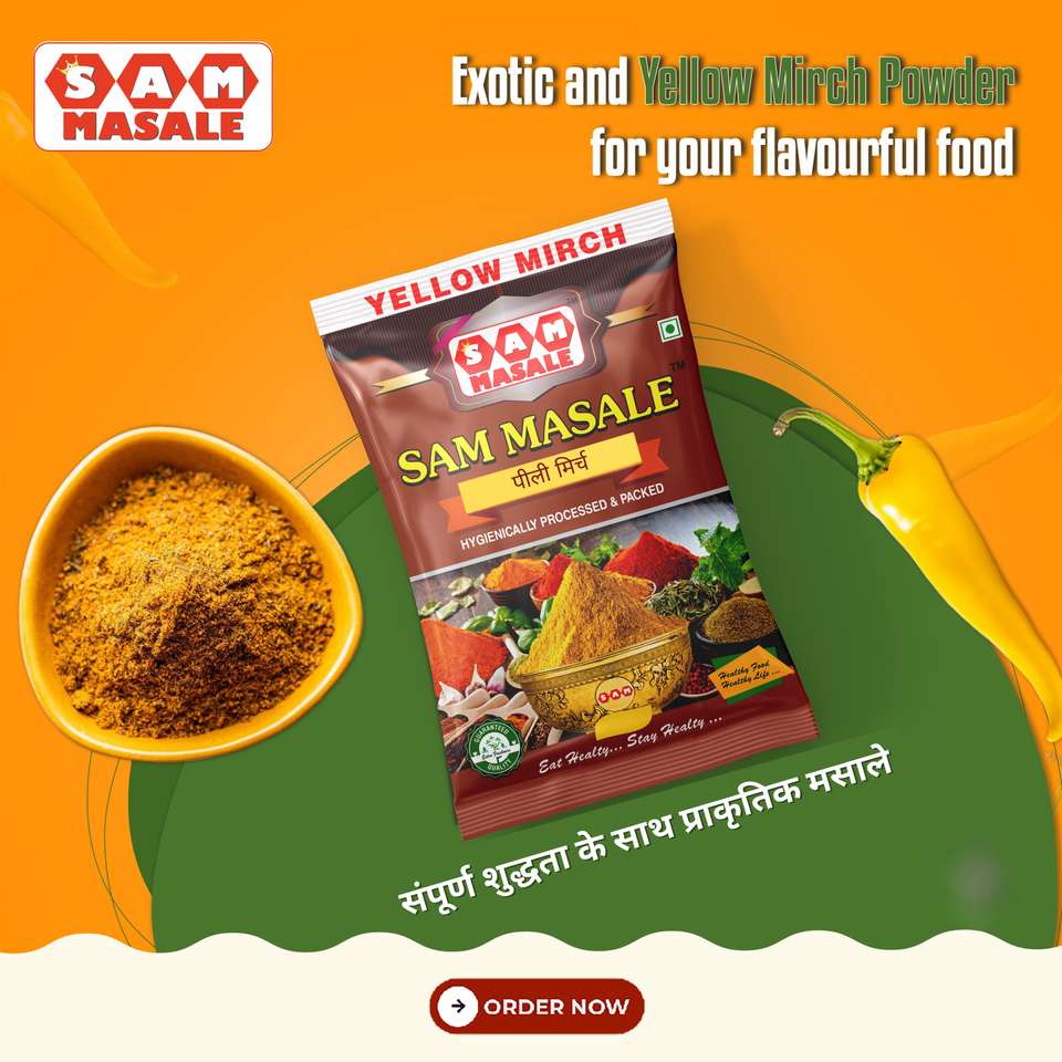 SAM Masale Yellow Chilli Powder | Pure & Organic Pili Mirch Powder ...
