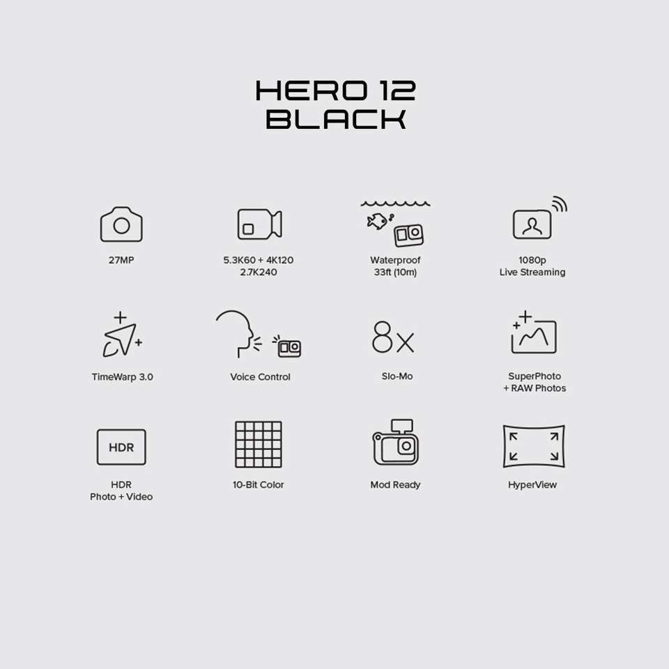GoPro HERO12 DualLCDScreens 5.3K60 UltraHDVideo HyperSmooth 6 ...