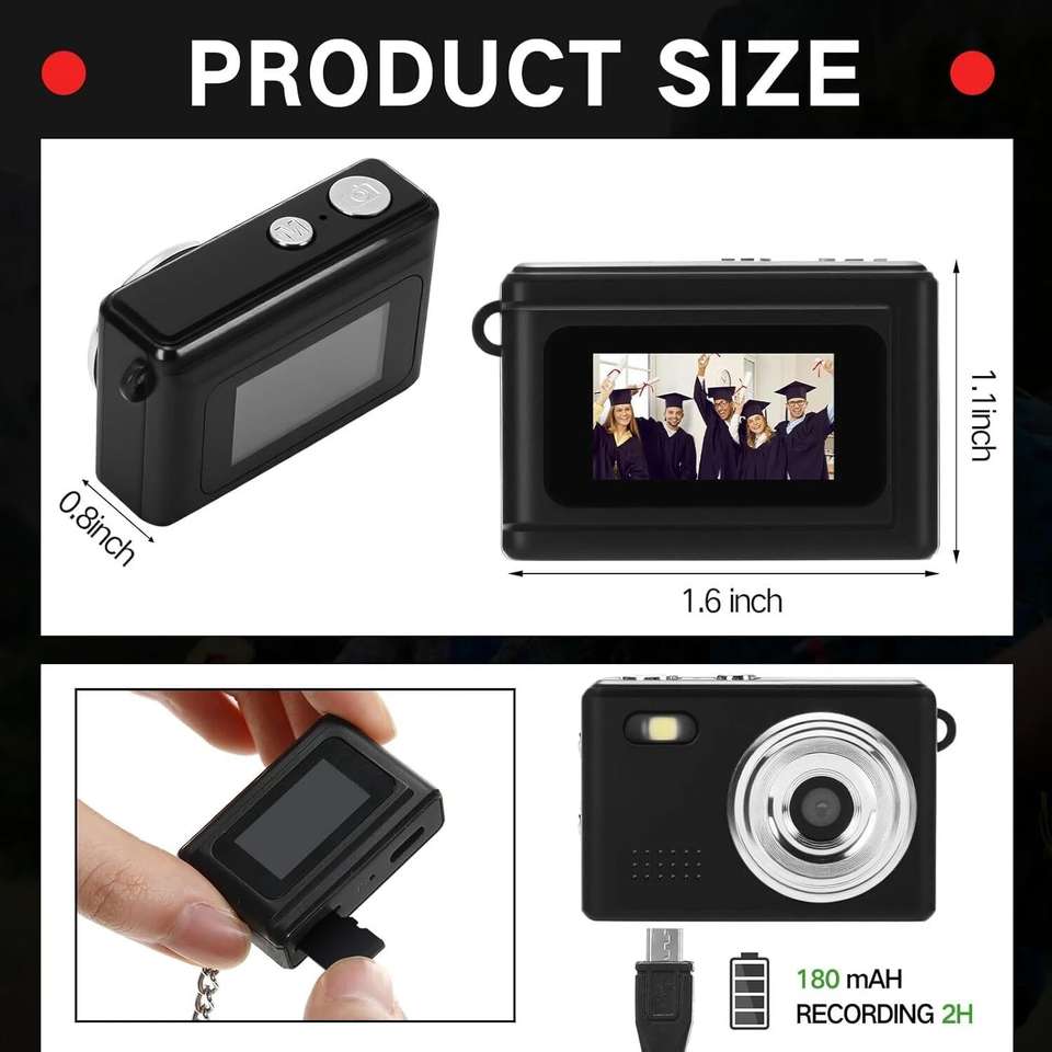 VOLTAC Mini Digital Camera Keychain 1080p Small Portable Photo Video ...