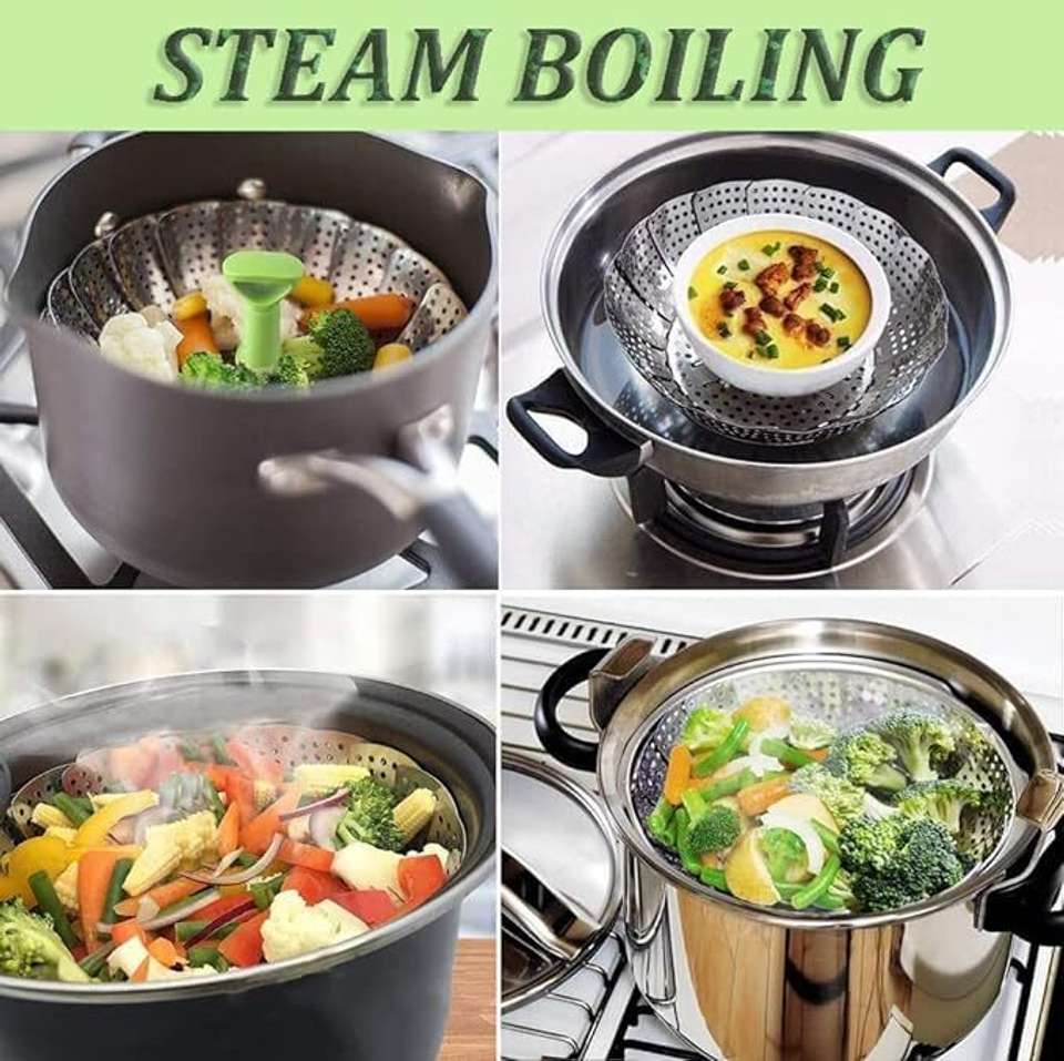 SYGA Medium Stainless Steel Steamer Basket for Vegetable Pots boiling 5 ...