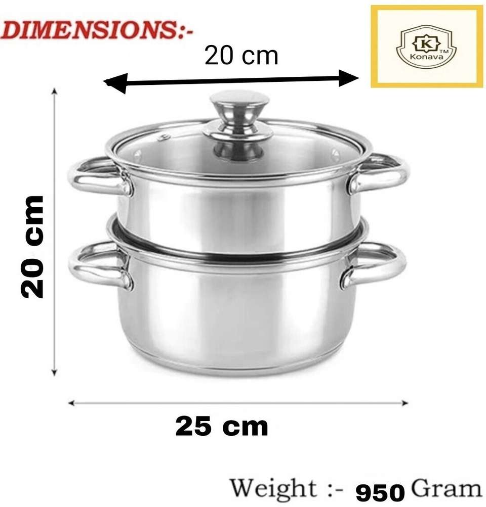 Konava Stainless steel Two Tier Steamer set with lid/momo steamer ...