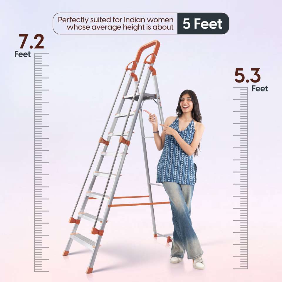 ProHome 8 step Railing Ladder for Household use Kitchen Boss, Metal ...