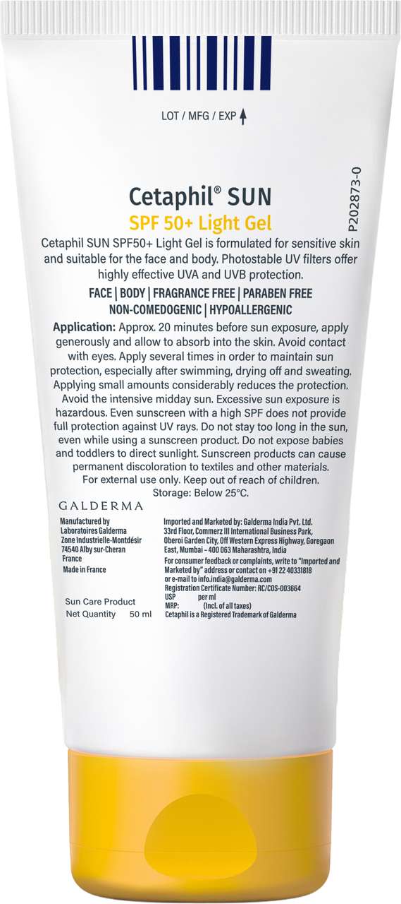 Cetaphil Sunscreen - SPF 50 PA+ Sun SPF 50 Very High Protection Light ...