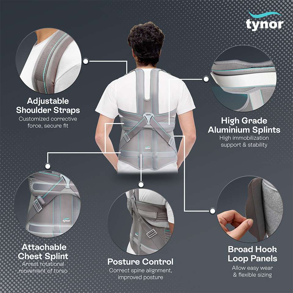 TYNOR Taylor's Brace Long, Grey, Universal Size, 1 Unit Back / Lumbar ...