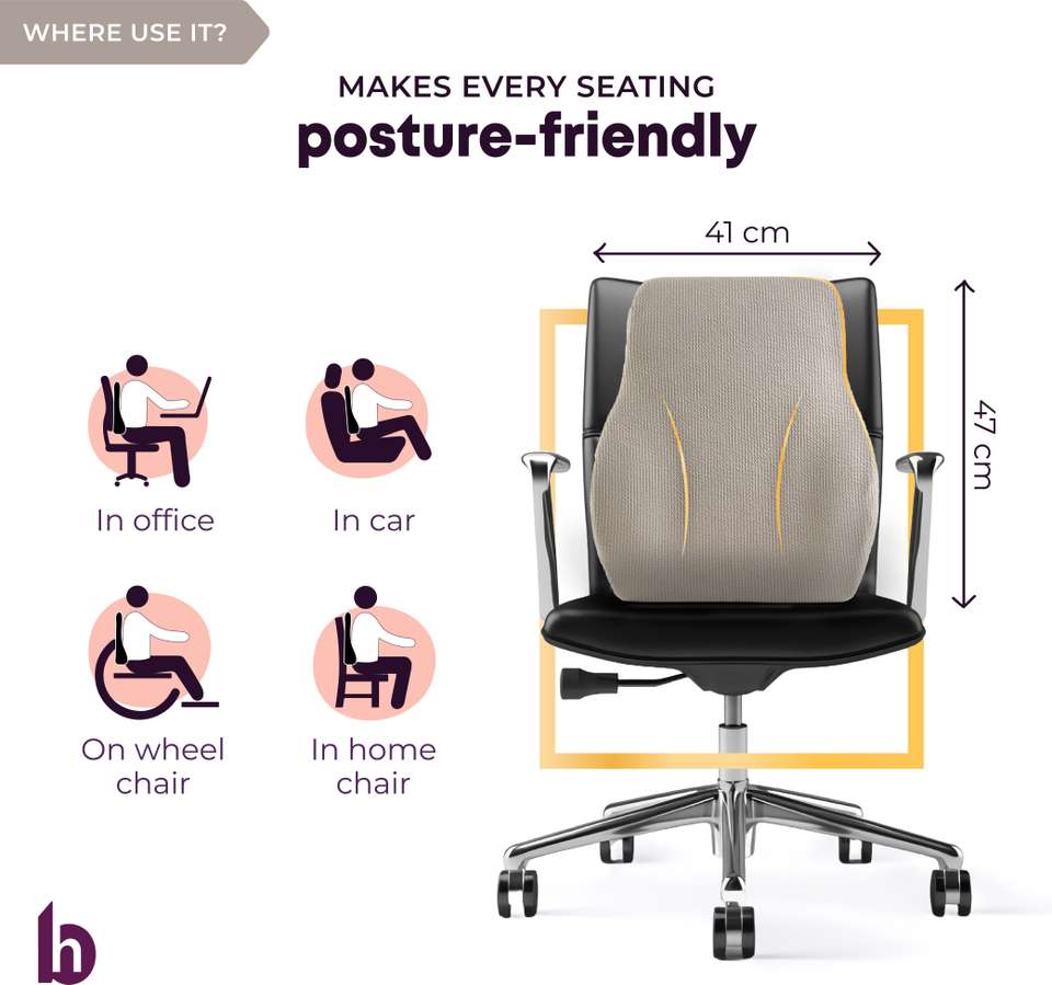 betterhood PosturePro Backrest Cushion for Chair, 100% Memory Foam ...