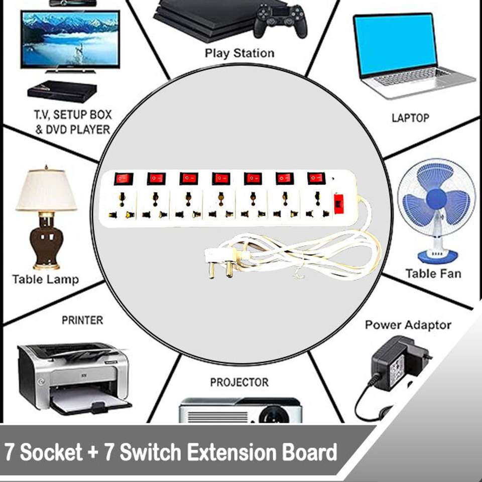oberlo 7-Socket Surge Protector Power with 3.2-meter heavy-duty cord 7 ...