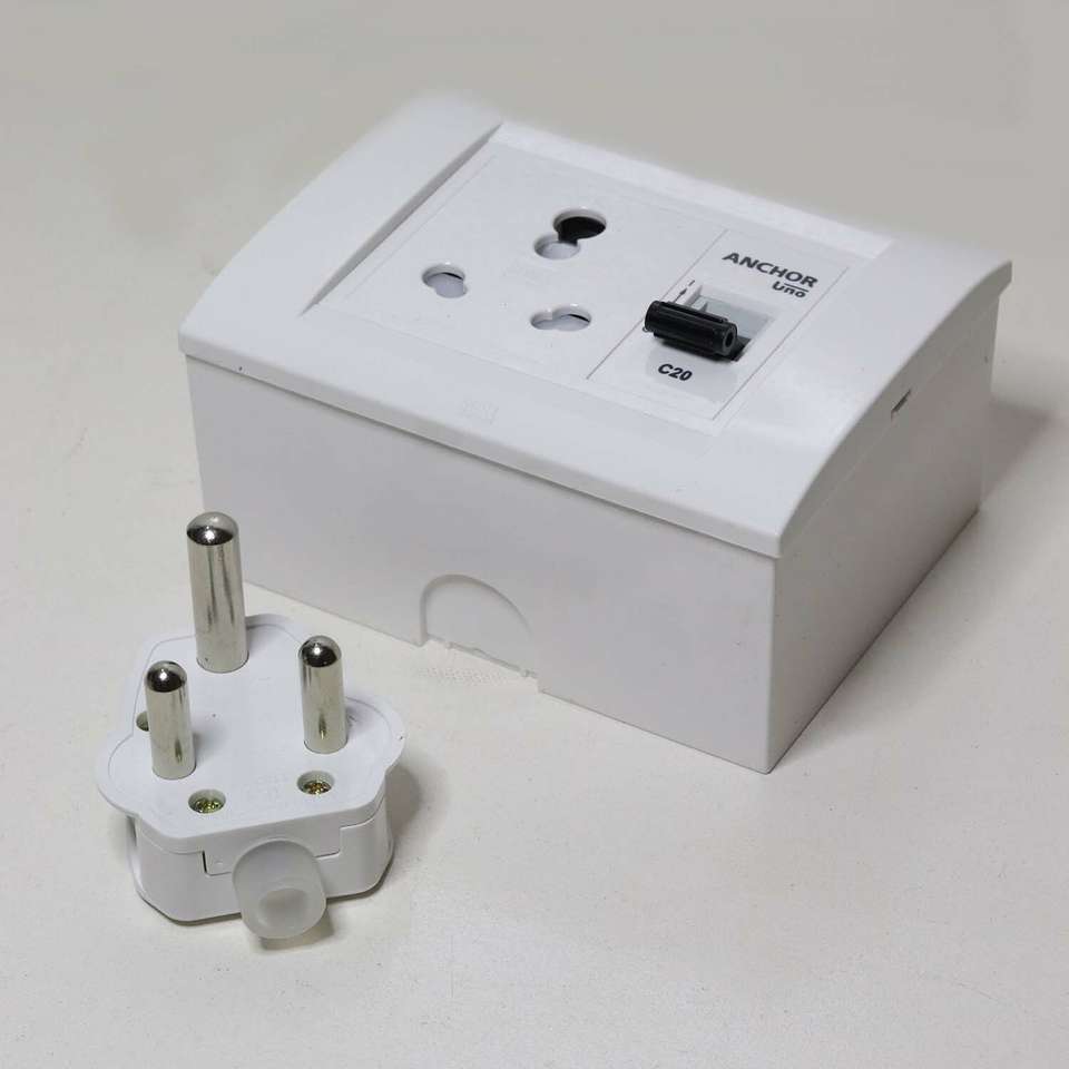 ANCHOR 20 Amp Socket With Mini MCB Modular Box For AC, Heater, Power ...