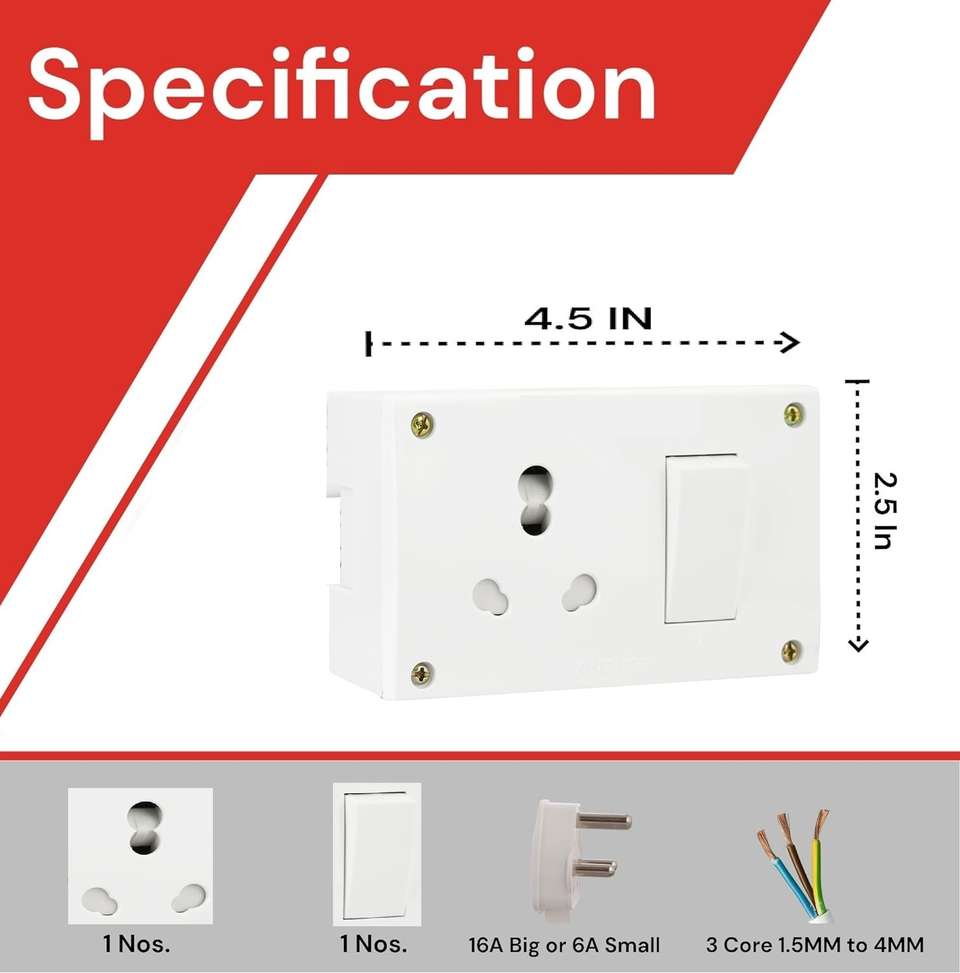 JELECTRICALS Premium Extension Board For Heavy Duty (2000W) 220 Volts ...