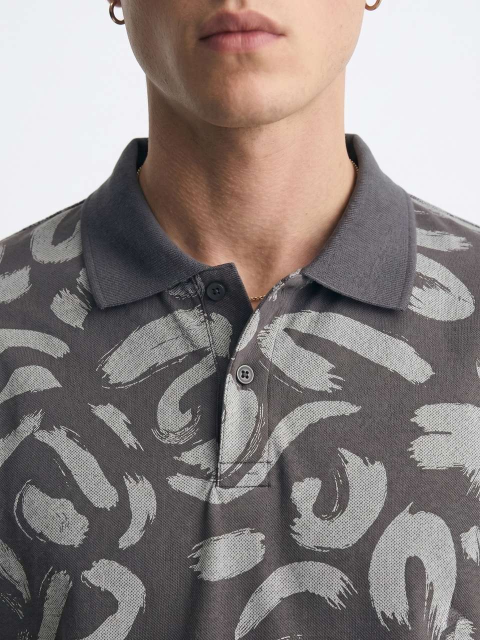 YONGE Printed Men Polo Neck Grey T-Shirt - Buy YONGE Printed Men Polo ...