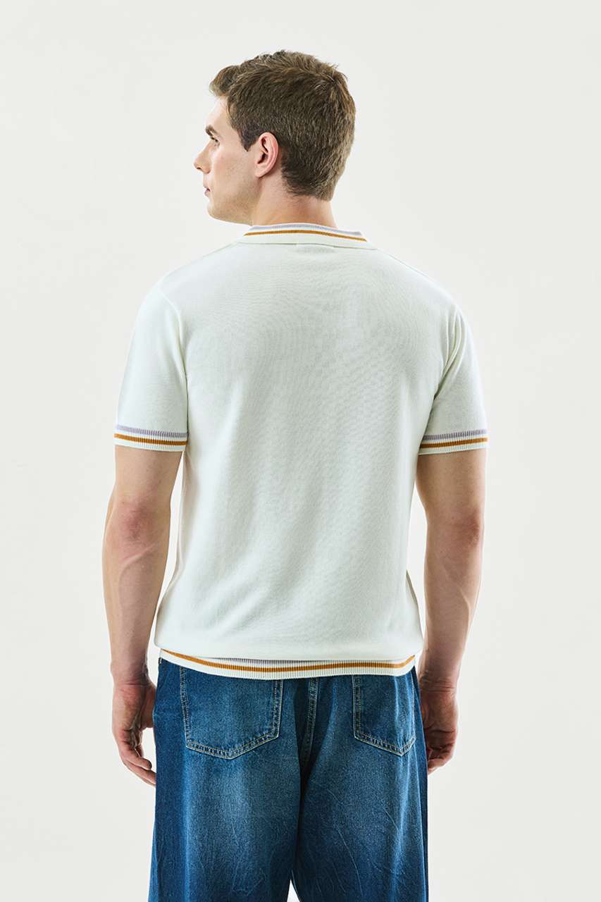 Snitch Striped Men Polo Neck White T-Shirt - Buy Snitch Striped Men ...