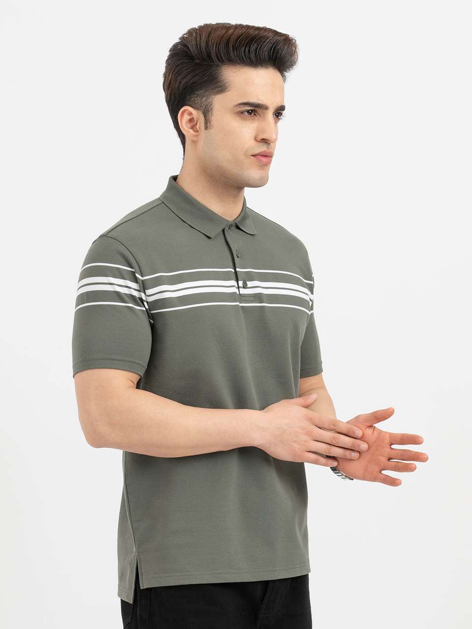 RED TAPE Self Design Men Polo Neck Green T-Shirt - Buy RED TAPE Self ...