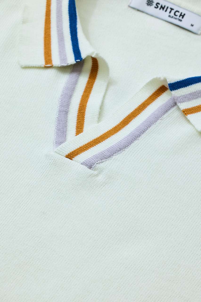 Snitch Striped Men Polo Neck White T-Shirt - Buy Snitch Striped Men ...