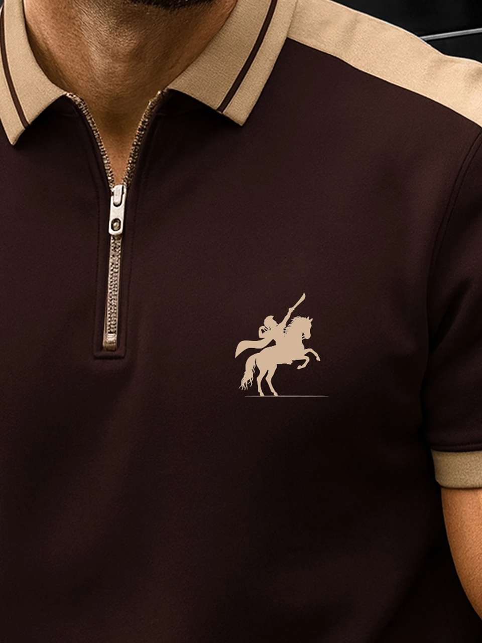 Jump Cuts Self Design Men Polo Neck Brown T-Shirt - Buy Jump Cuts Self ...