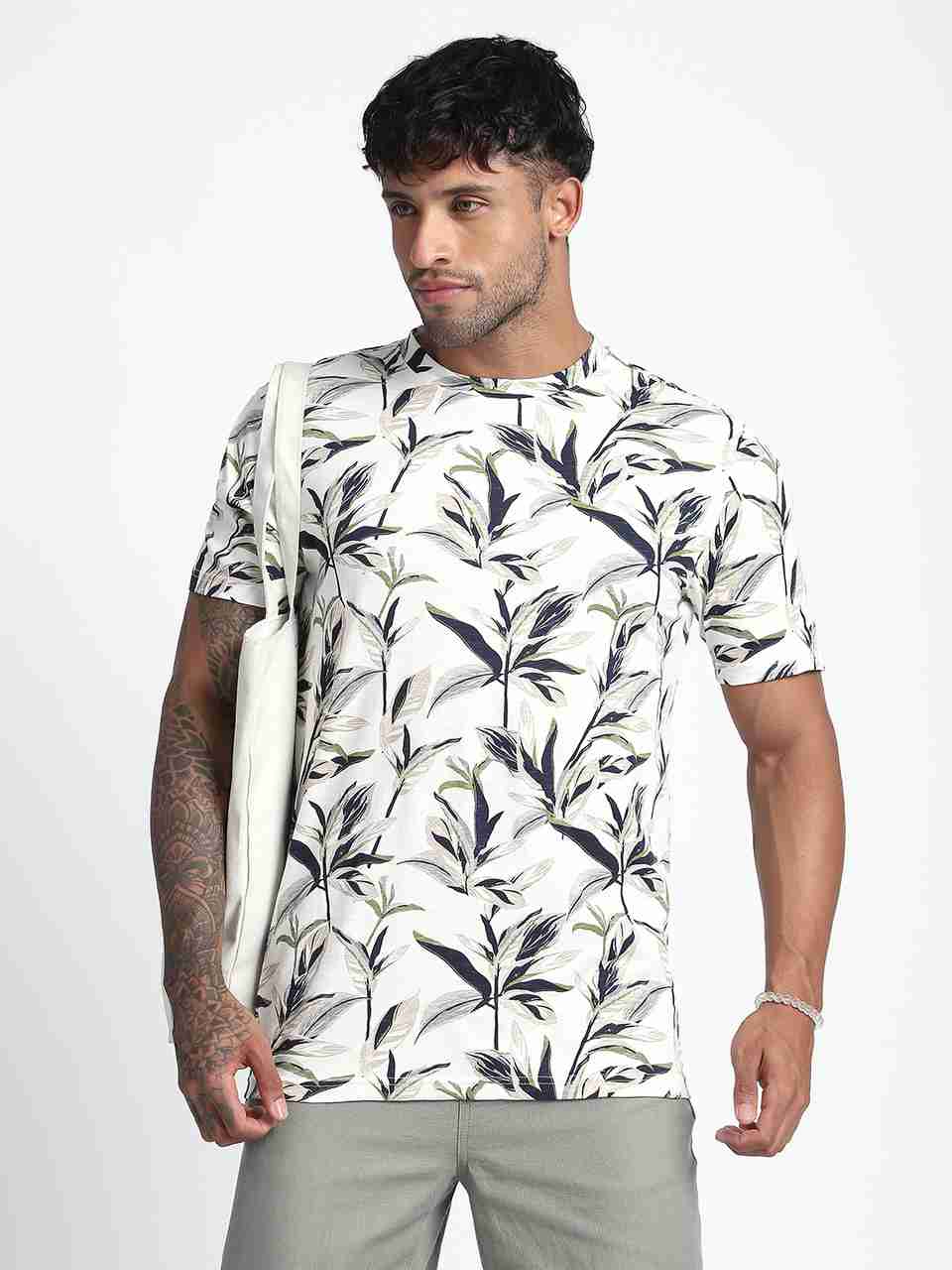 R&B Printed Men Crew Neck White T-Shirt - Buy R&B Printed Men Crew Neck ...