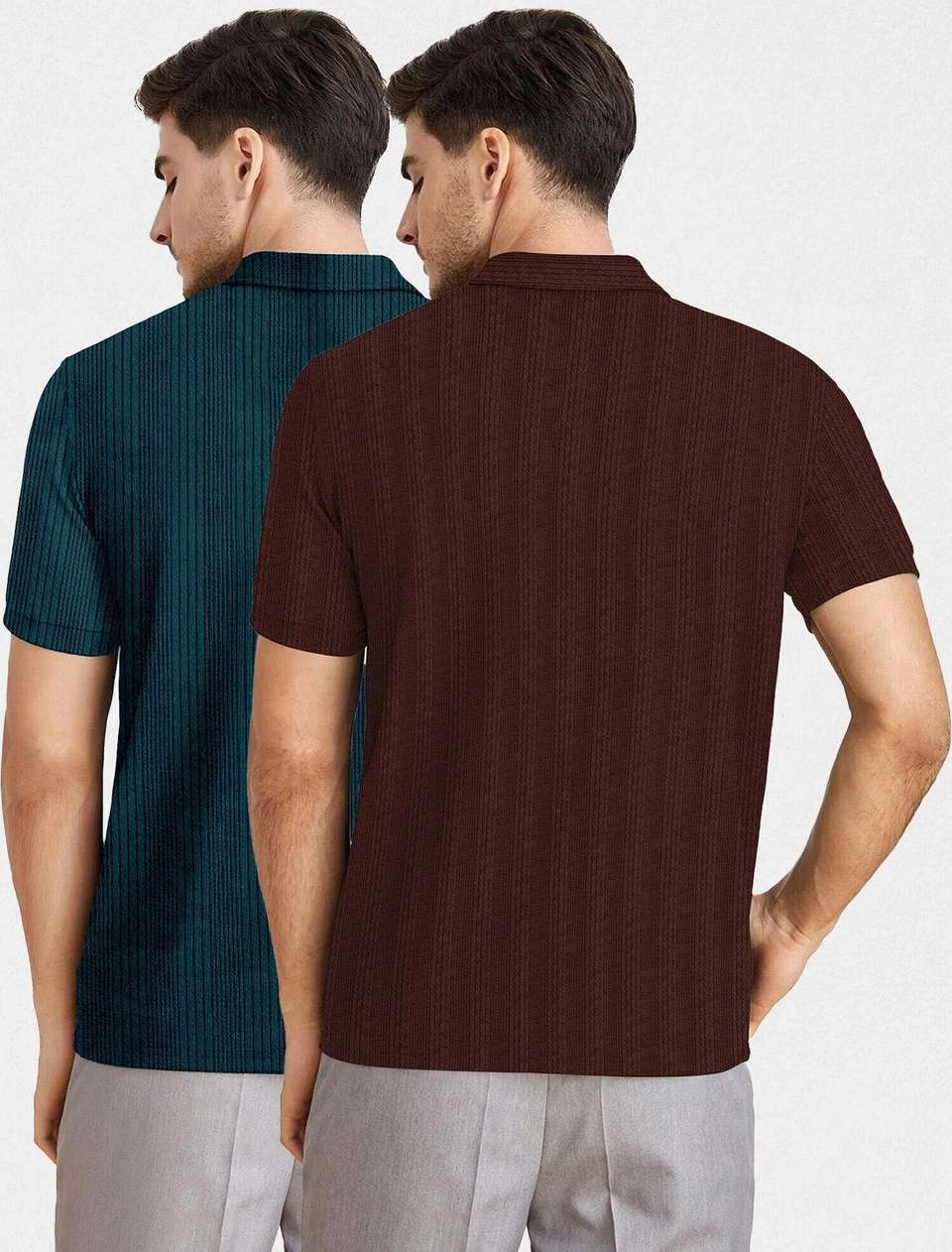 KAJARU Self Design Men Zip Neck Dark Green, Brown T-Shirt - Buy KAJARU ...