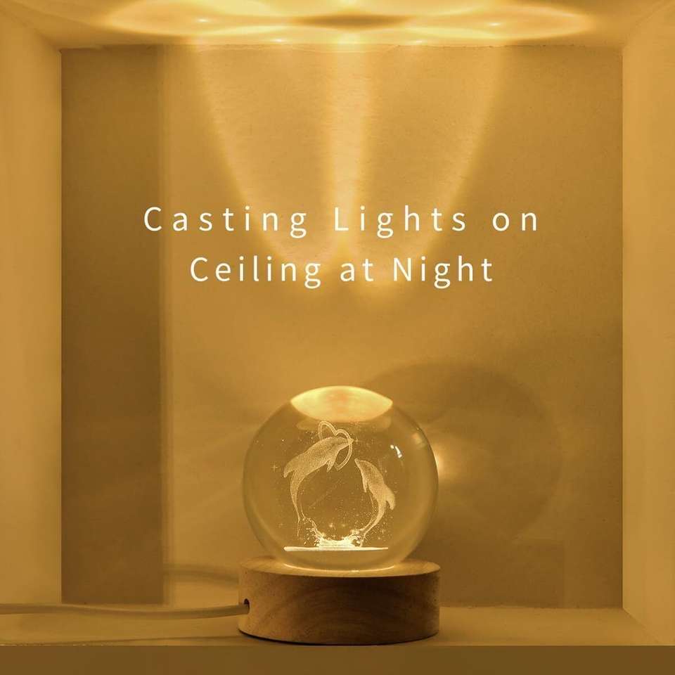 Dream Decor 3D Crystal Ball Lamp with LED Wooden Base for Home Décor ...