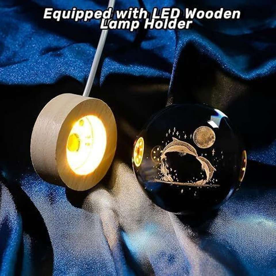 Dream Decor 3D Crystal Ball Lamp with LED Wooden Base for Home Décor ...